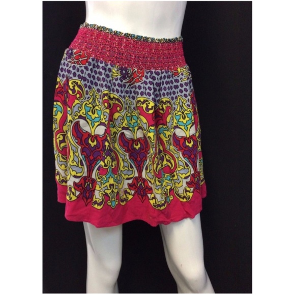 Forever 21 | Skirts | Xxi Skirt Pink Red Ruched Yoke Waist Medium Mini ...